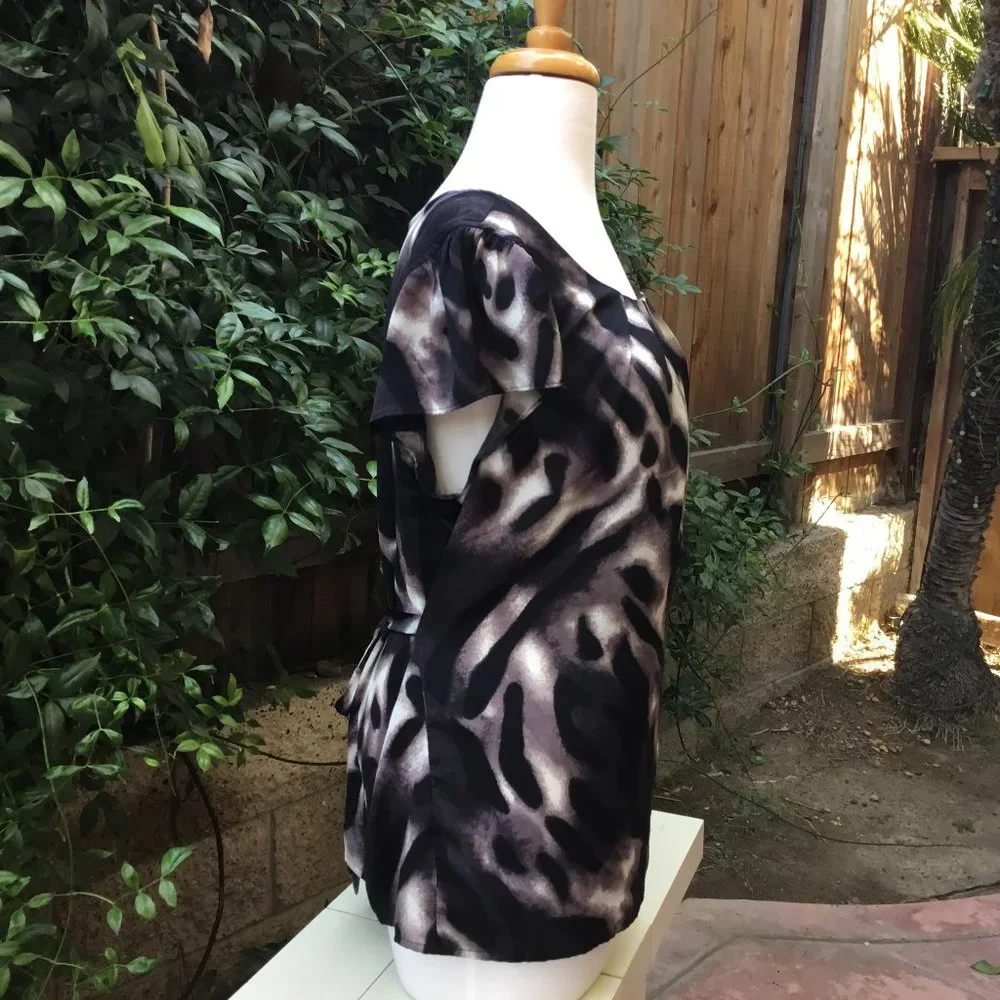 Ann Taylor | Tops | Ann Taylor Animal Print Flutter Sleeve Blouse 4 ...
